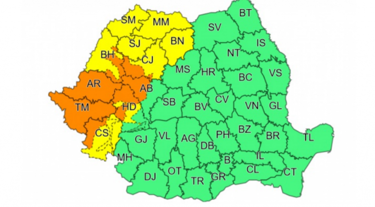 Cod portocaliu de ploi abundente în 7 județe. ANM a emis și coduri ...