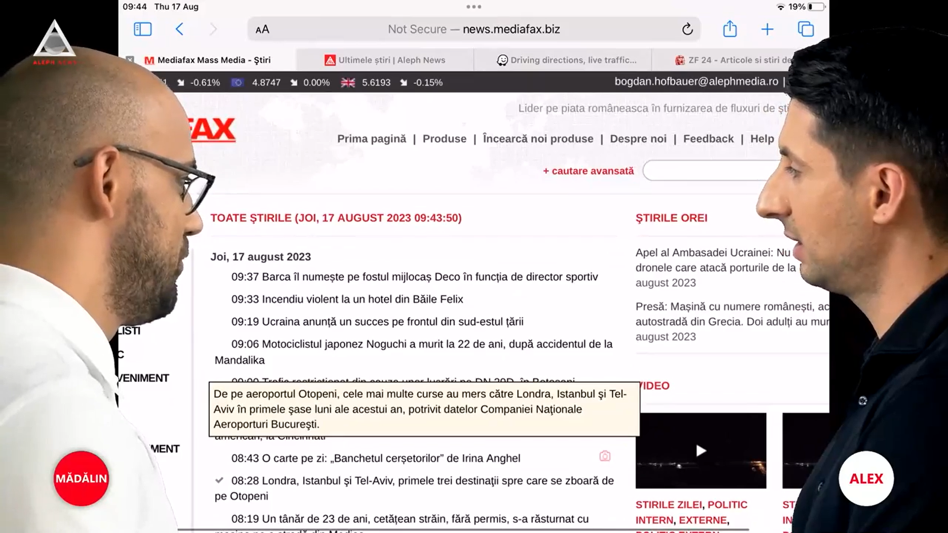 ȘTIU, 17 august, cu Mădălin Mihai și Alex Anghel, ora 08:00 | Aleph News