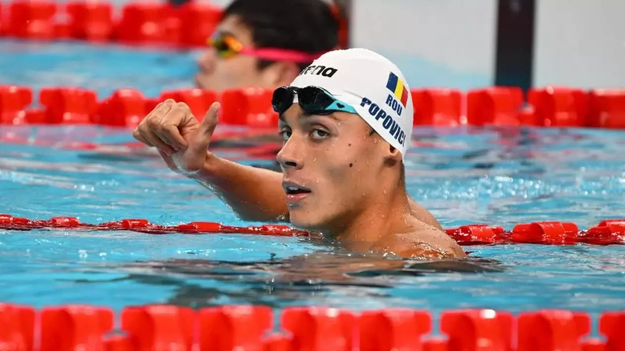 David Popovici s-a calificat cu primul timp în finala probei de 200 de metri liber de la ...
